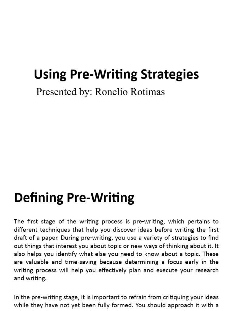 Using Pre-Writing Strategies | Download Free PDF | Human Communication ...