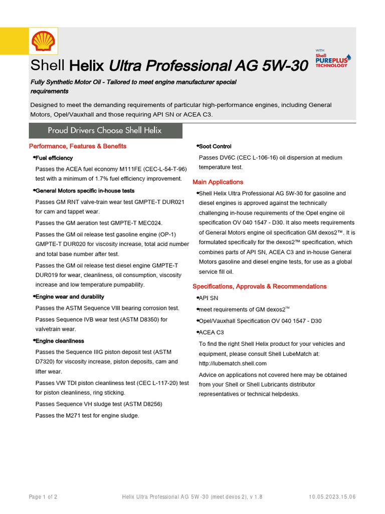 Shell Ag | PDF | Motor Oil | Mechanical Engineering