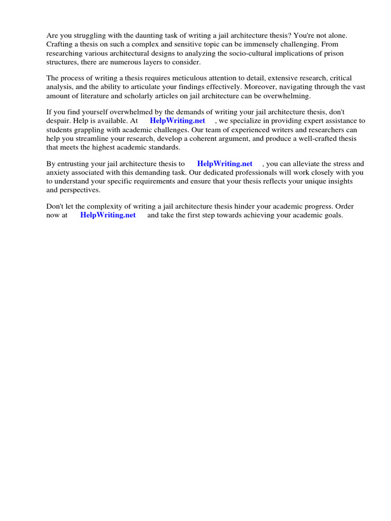 Jail Architecture Thesis | PDF