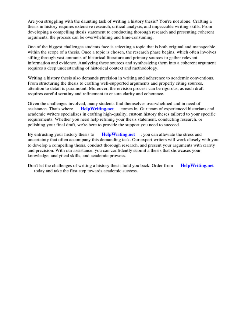 History Thesis Statement Examples | PDF | Essays | Thesis