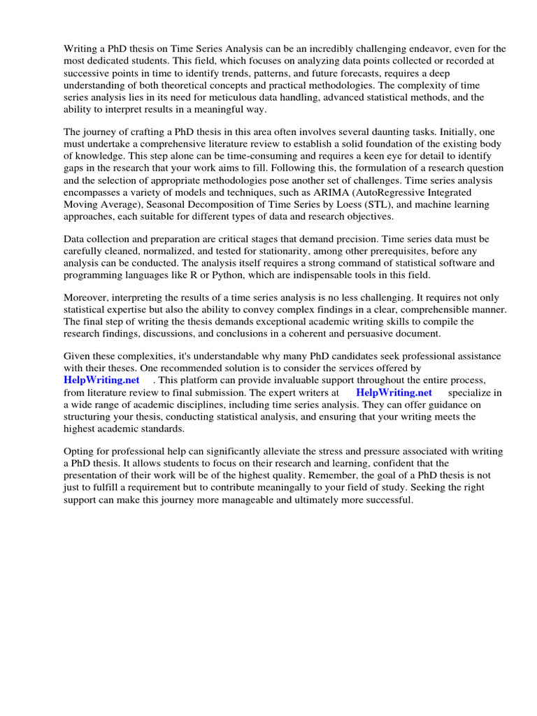 PHD Thesis Time Series Analysis | PDF