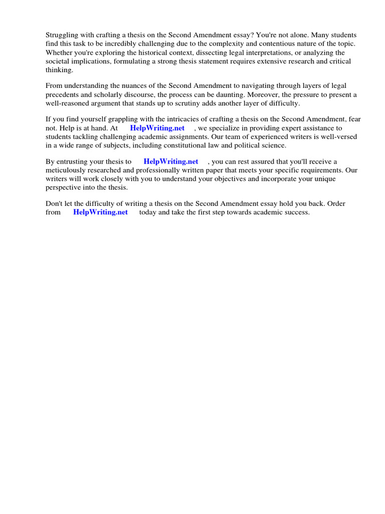 Second Amendment Essay Thesis | PDF | Second Amendment To The United ...