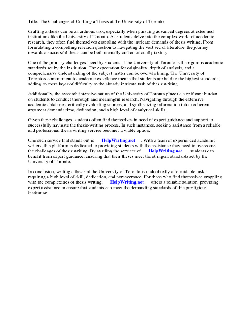 Thesis Search University of Toronto | Download Free PDF | Thesis ...