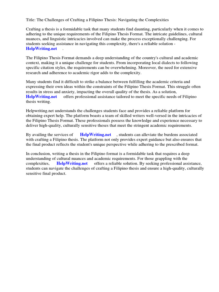 Filipino Thesis Format | PDF | Cognition | Human Communication