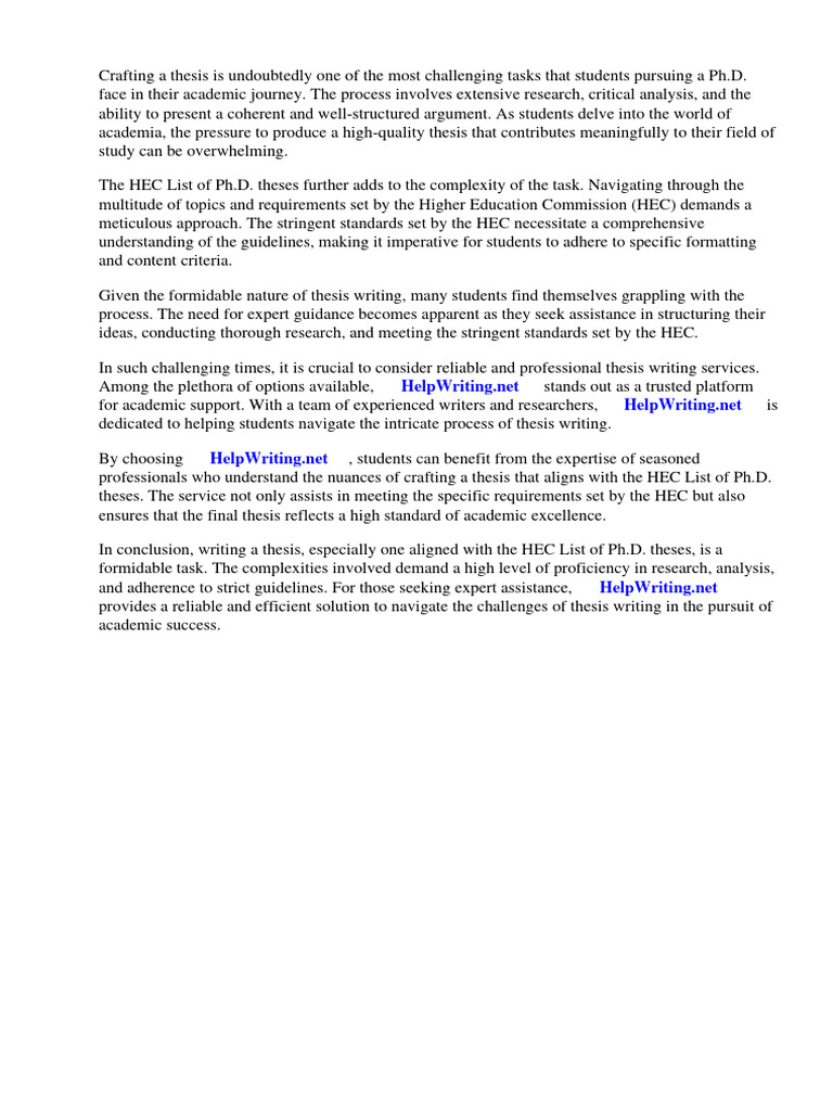 Hec List of PHD Thesis | Download Free PDF | Thesis | Doctor Of Philosophy