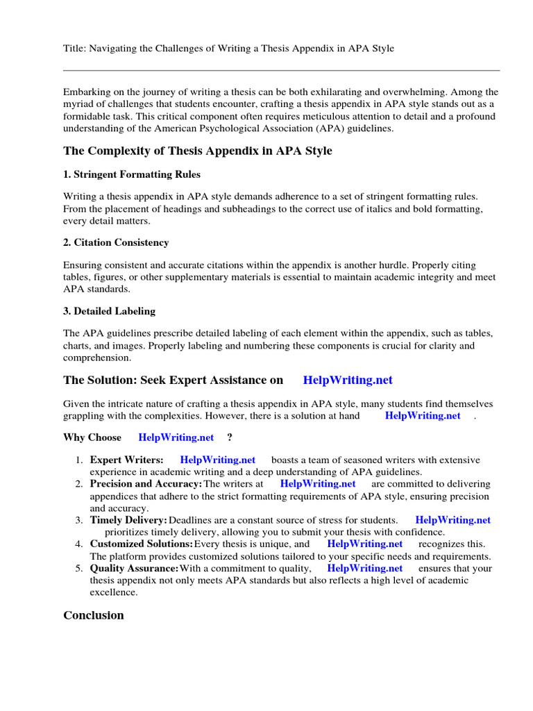 Thesis Appendix Apa | PDF | Apa Style | Thesis