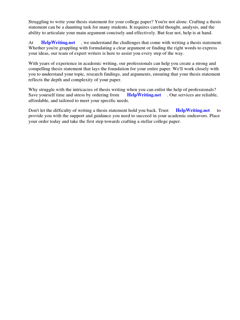 Sample Thesis Statements For College Papers | PDF | Social Science