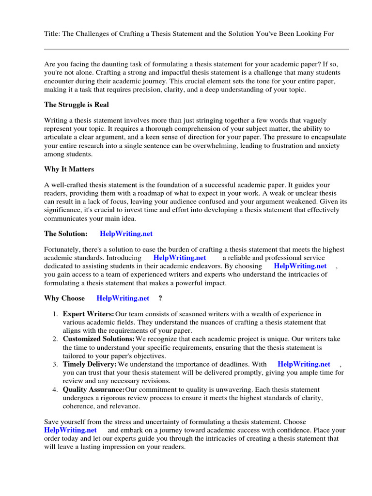 Formulating A Thesis Statement Handout | PDF | Essays | Thesis