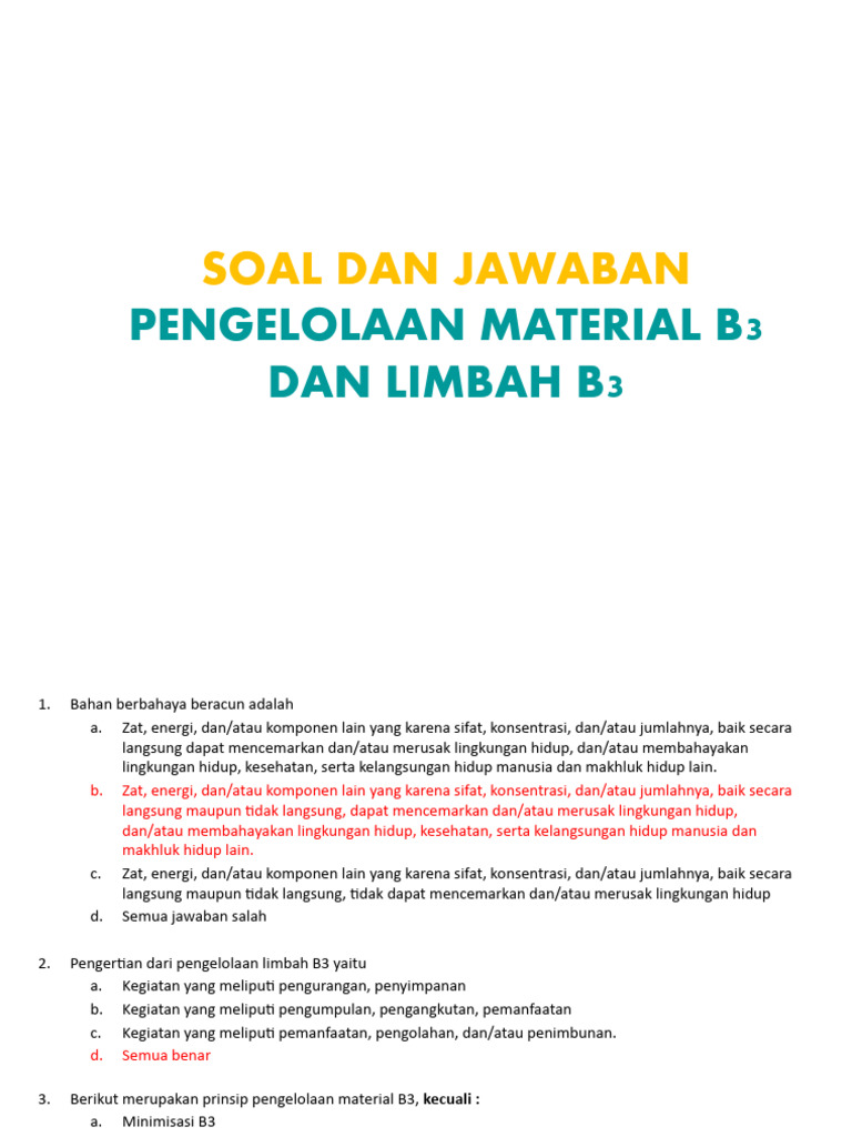 Kuis Pengelolaan Limbah B3 | PDF