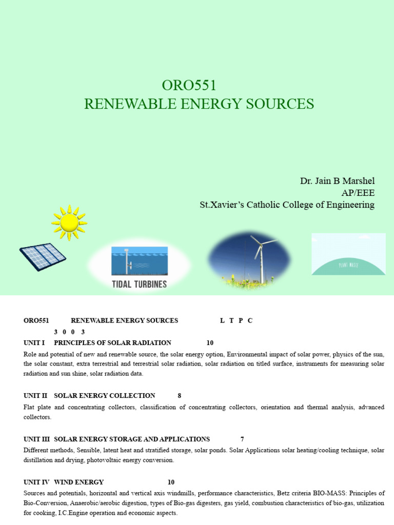 Renewable Energy Sources | PDF | Solar Energy | Renewable Energy