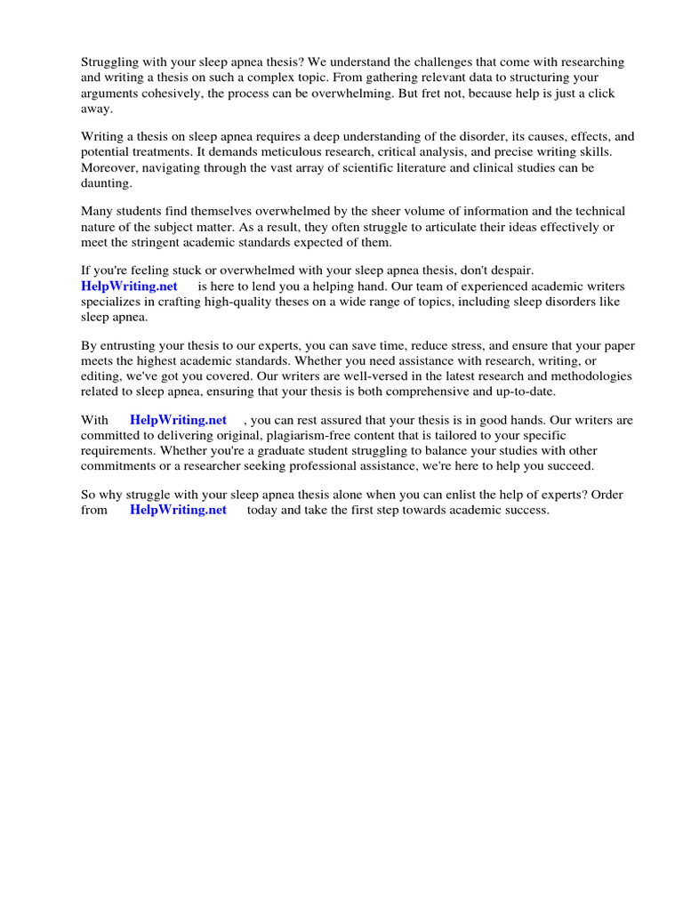 Sleep Apnea Thesis | PDF | Sleep Apnea | Physiology