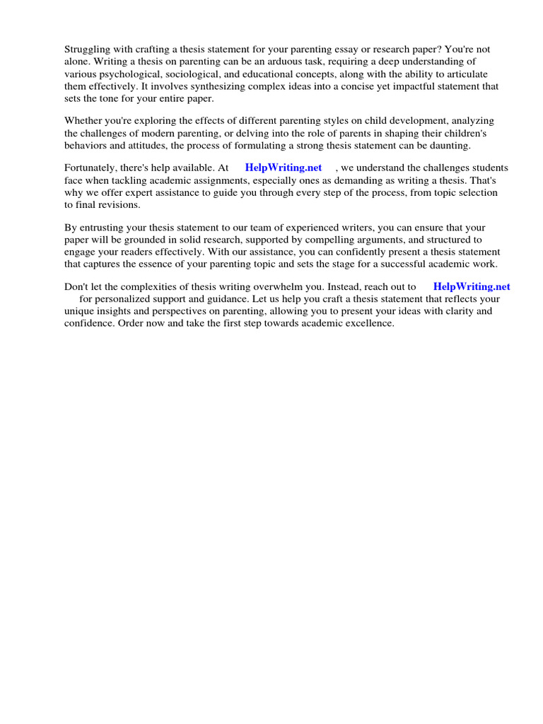 Thesis Statement Examples For Parenting | Download Free PDF | Essays ...