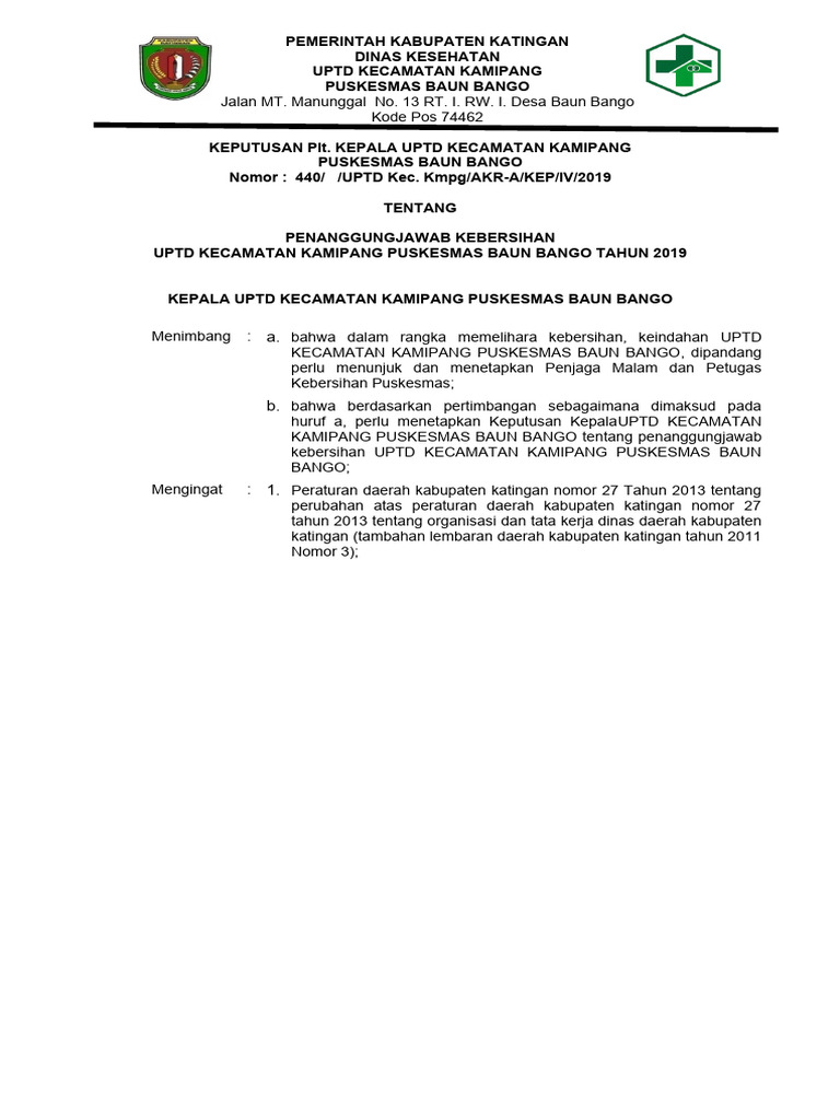 Ep 6 SK PJ Kebersihan Program Kerja | PDF