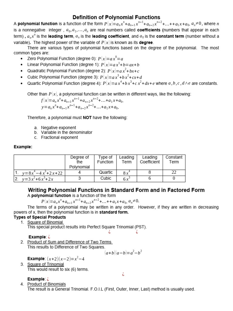 Polynomial Functions | PDF | Polynomial | Factorization Polynomial Functions | PDF | Polynomial | Factorization