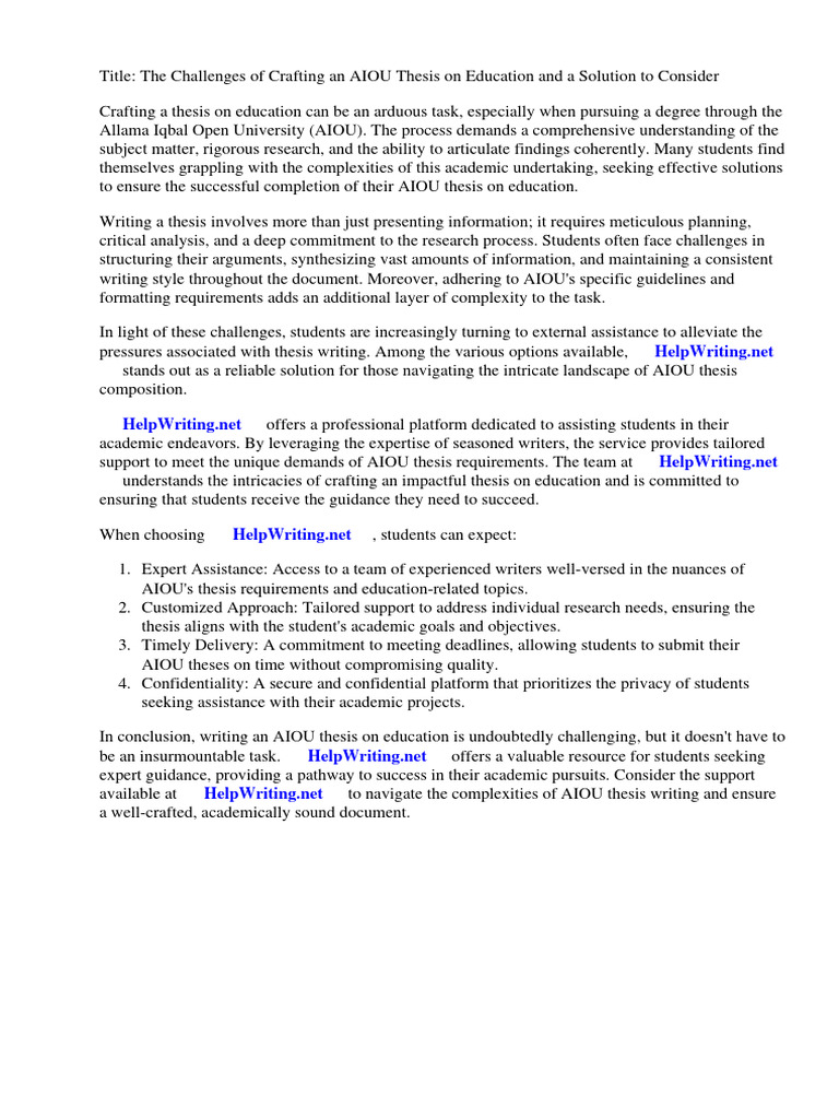 Aiou Thesis On Education | PDF | Business | Computers