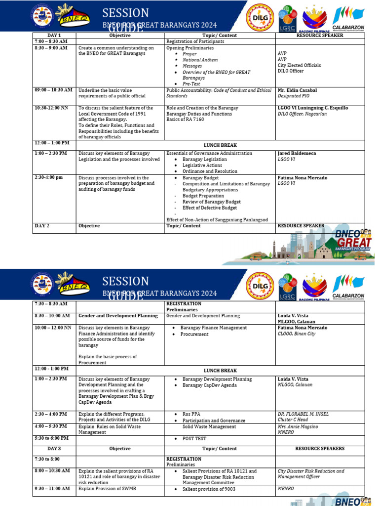 Session Guide BNEO 2024 | PDF