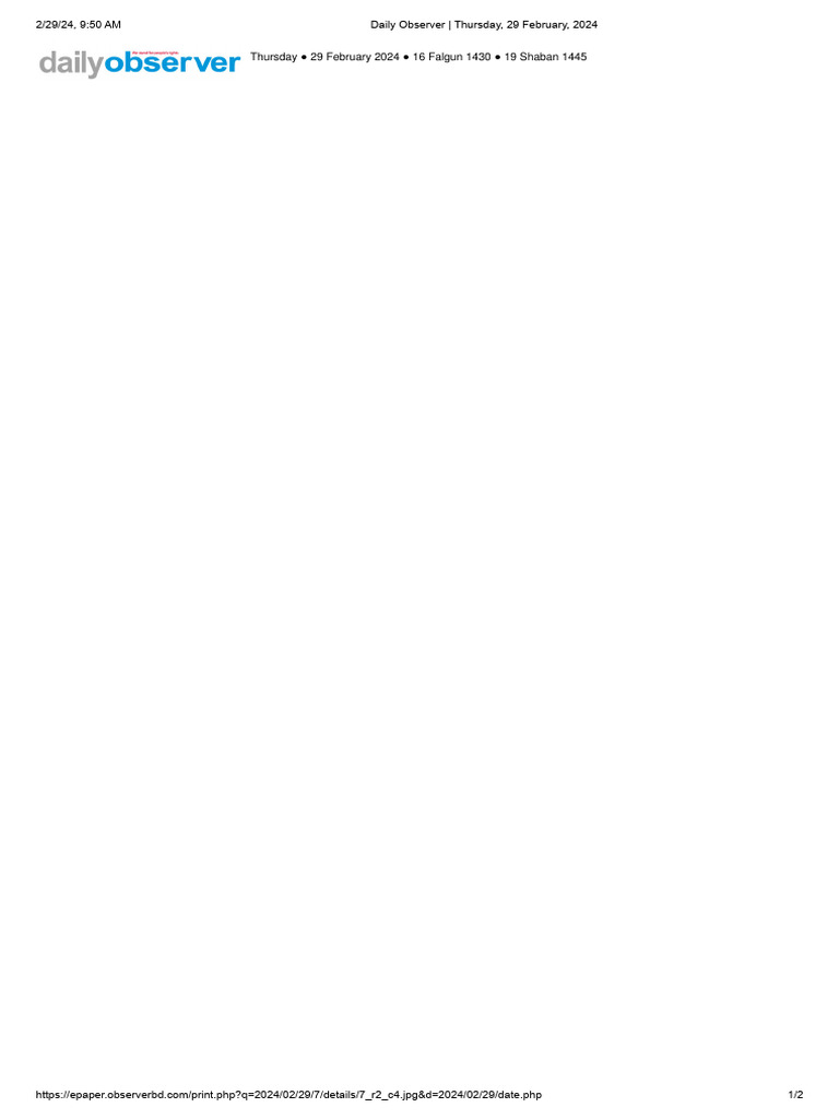 Daily Observer - Thursday, 29 February, 2024 | PDF