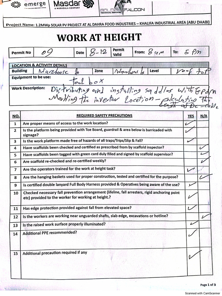 GFTS.PTW -work at height. internal.12-08-2023 | PDF