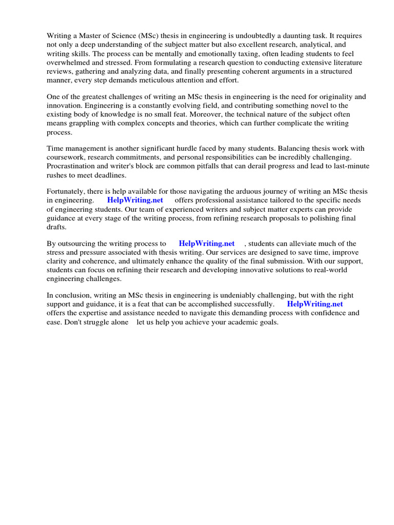 How To Write MSC Thesis in Engineering | PDF