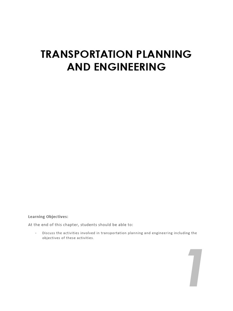 CENG95 Lecture 01 Transportation Planning and Engineering | PDF
