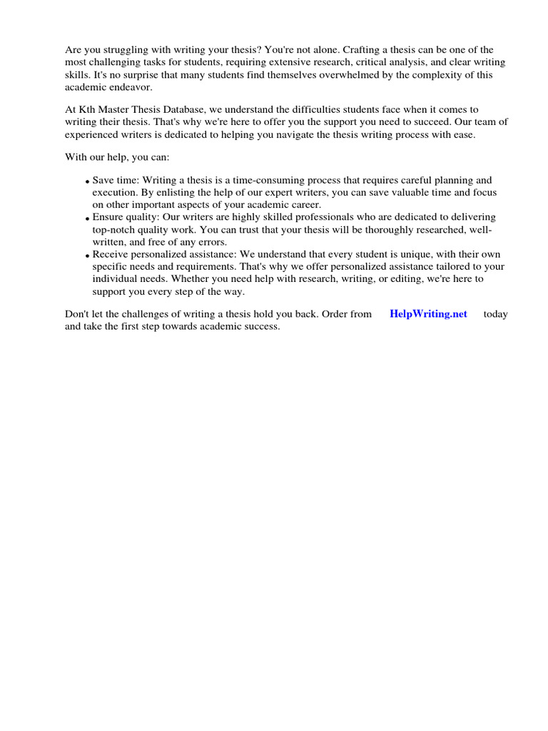 KTH Master Thesis Database | PDF | Thesis | Doctor Of Philosophy