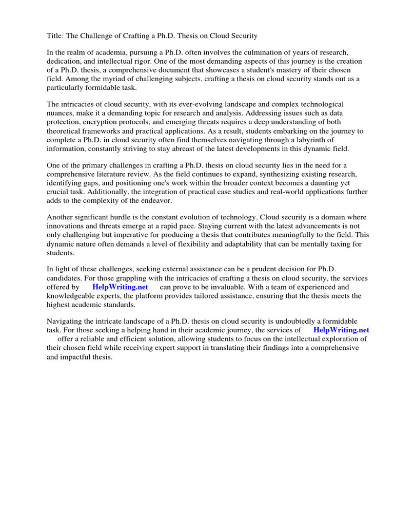 PHD Thesis Cloud Security | PDF