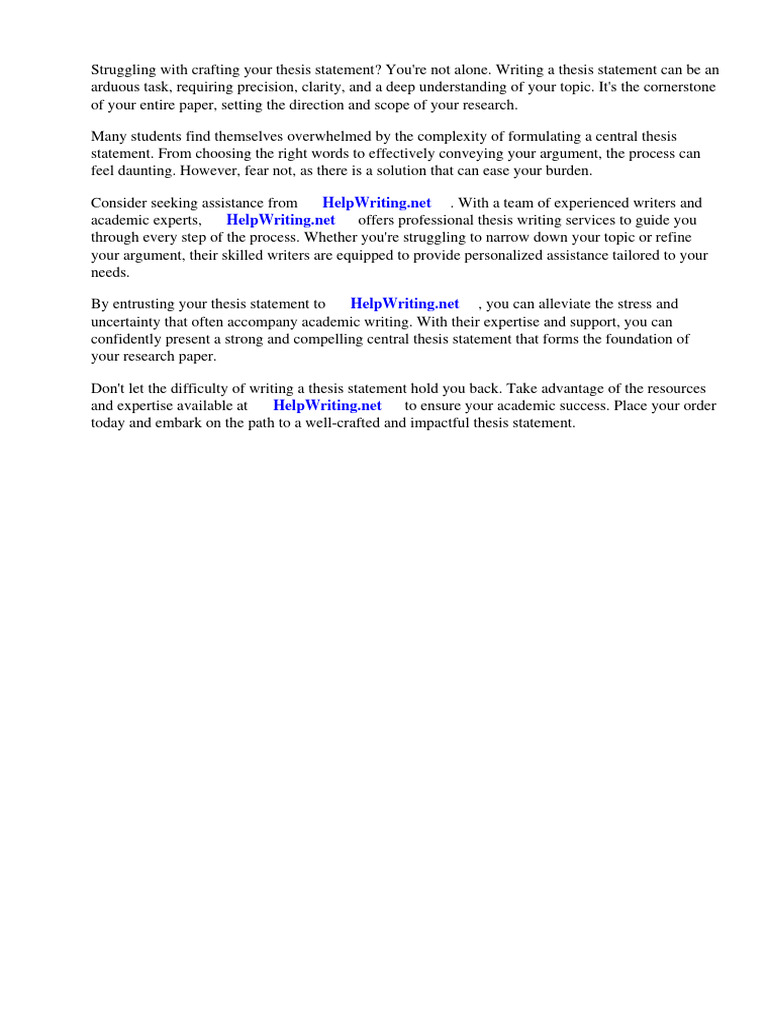 Central Thesis Statement Examples | PDF