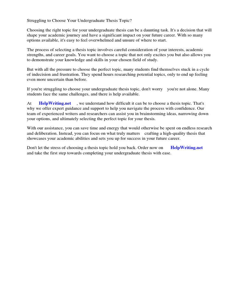 How To Choose Undergraduate Thesis Topic | PDF | Thesis | Cognition