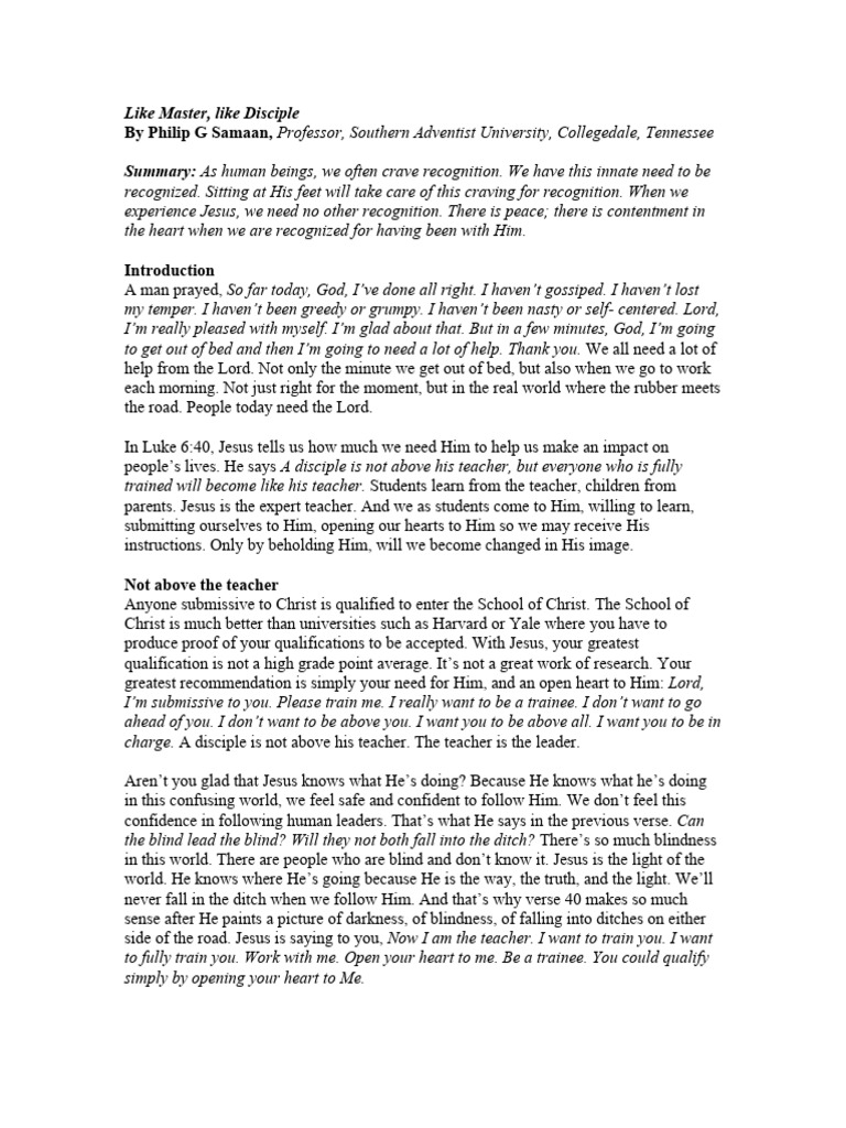 Like Master Like Disciple | PDF