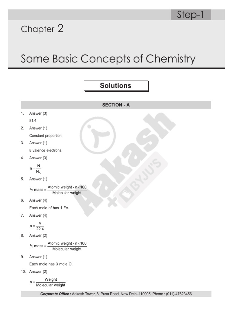 CLS ENG 23 24 XI Che Target 1 Level 1 Chapter 2 | PDF | Mole (Unit ...