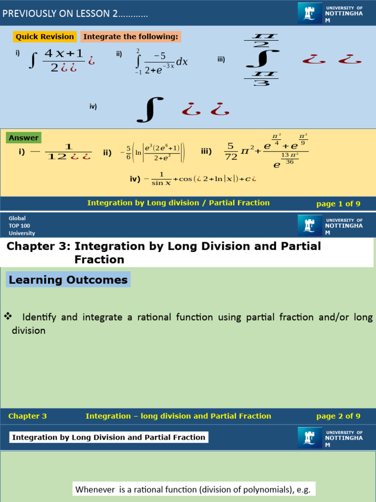 Chapter 3 Integration by Long Division and Partial Fraction_20240122 | PDF | Mathematical ...