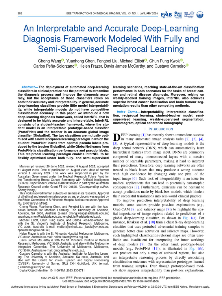 An Interpretable and Accurate Deep-Learning Diagnosis Framework Modeled With Fully and Semi ...