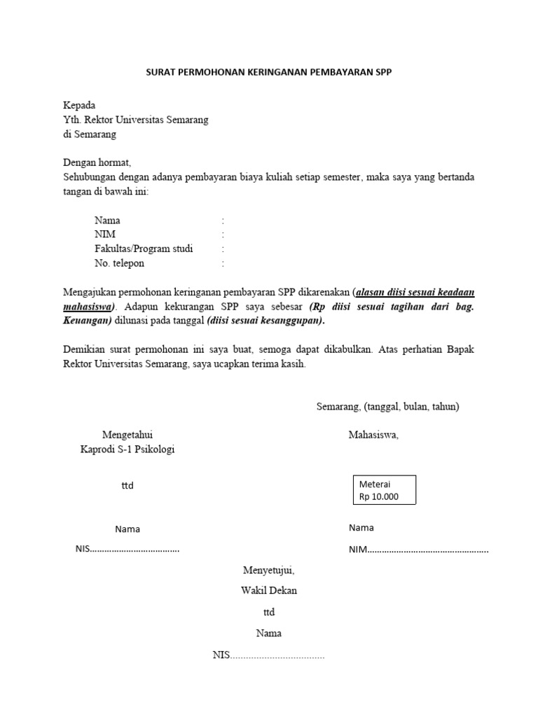 Surat Permohonan SPP | PDF