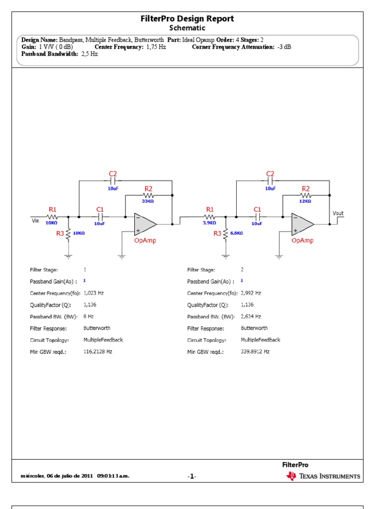 Filterpro Design Report: Schematic | PDF