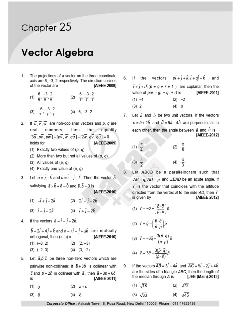 M_Ch-25_Vector Algebra | PDF