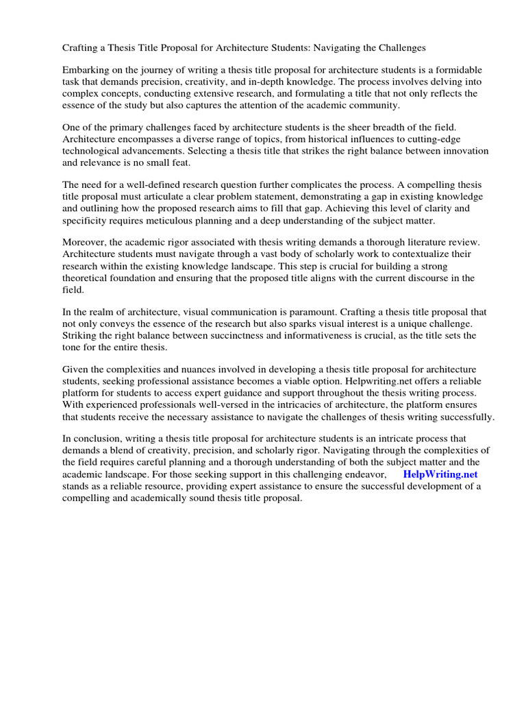 Thesis Titles for Architecture Students | PDF