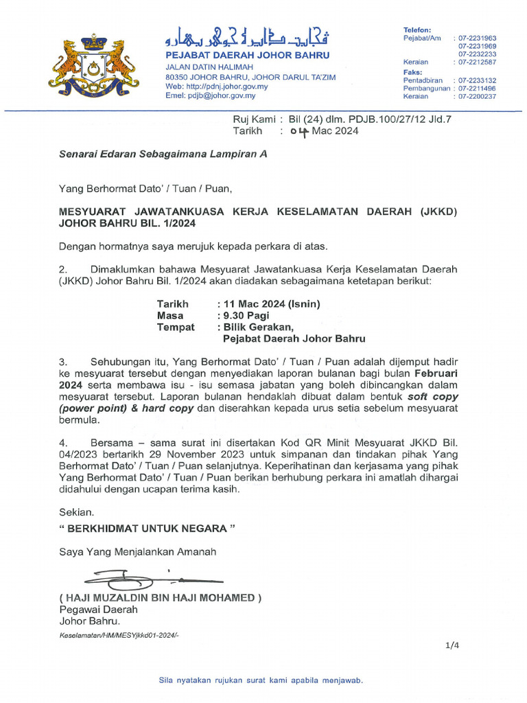 Mesyuarat JKKD 1 - 2024 | PDF