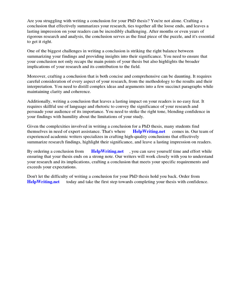 How To Write A Conclusion For A PHD Thesis | PDF | Thesis | Essays