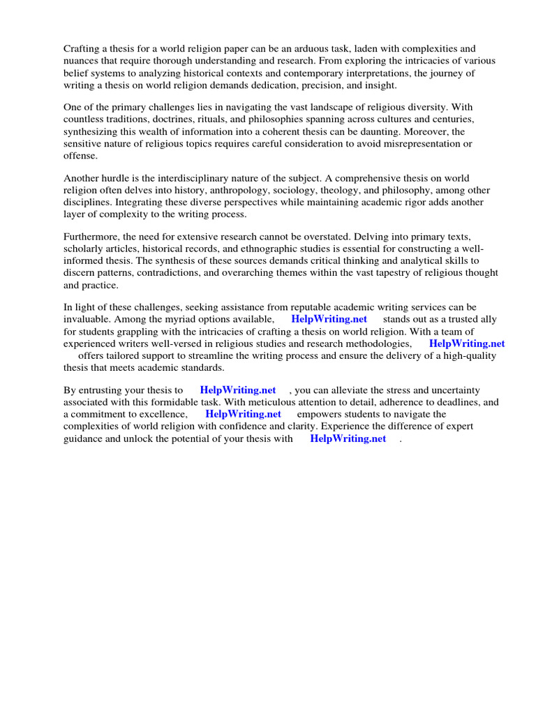 Thesis For World Religion Paper | PDF | Religion & Spirituality