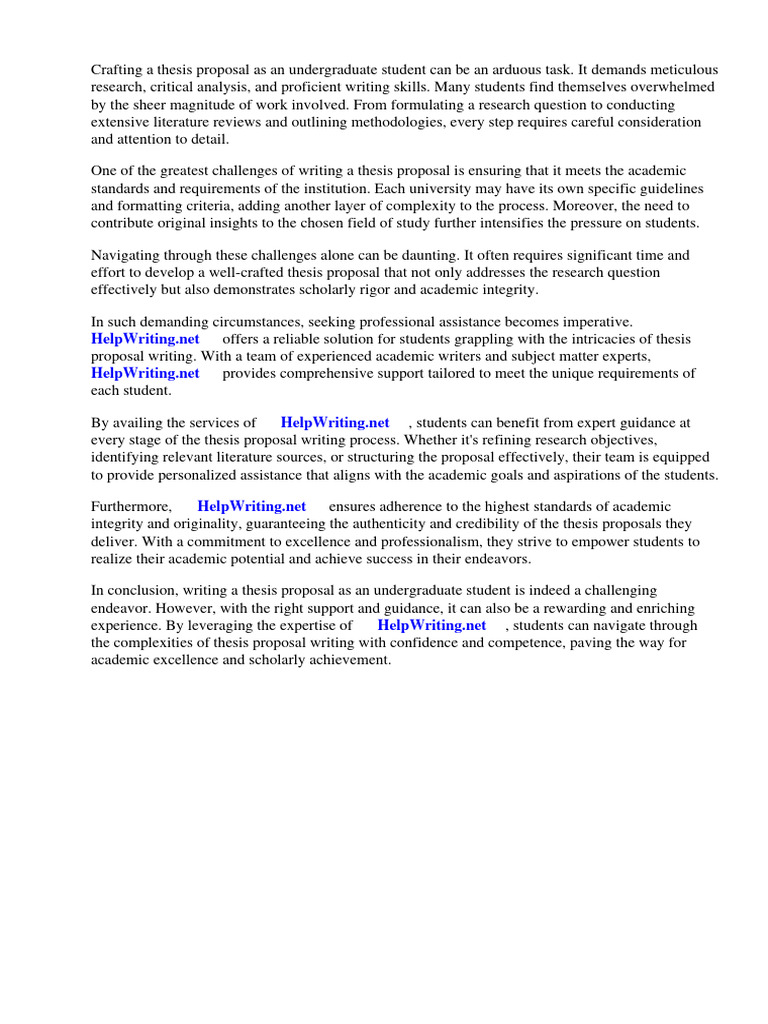 Thesis Proposal Example Undergraduate | PDF | Thesis | Methodology