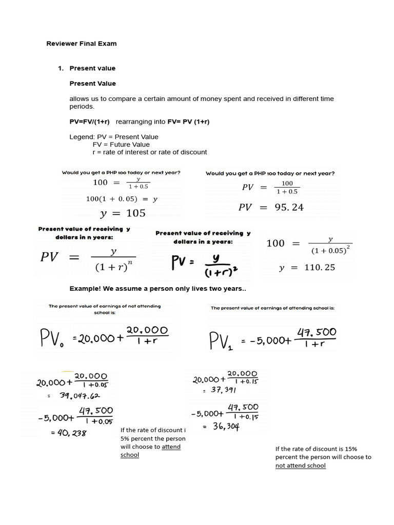 Reviewer Final Exam | PDF | Present Value | Discounting