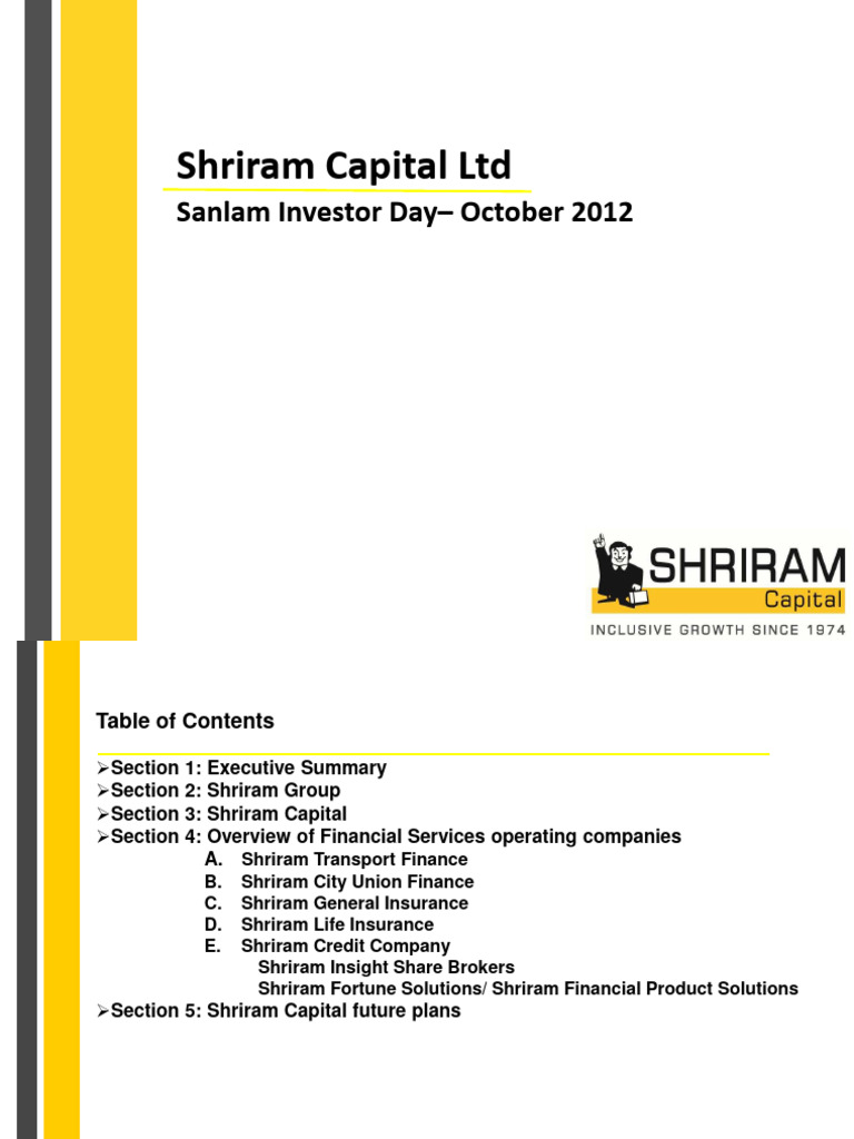 Shriram Group Presentation | Download Free PDF | Insurance | Investing