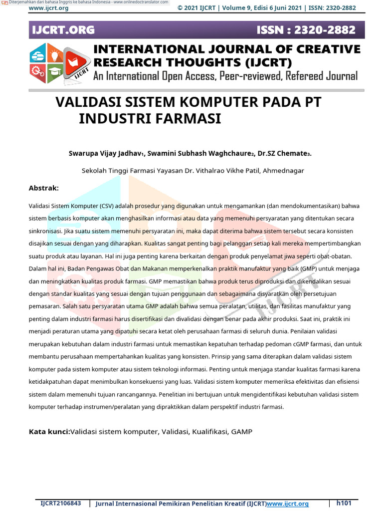 COMPUTER SYSTEM VALIDATION IN PHARMACEUTICAL INDUSTRY - En.id | PDF
