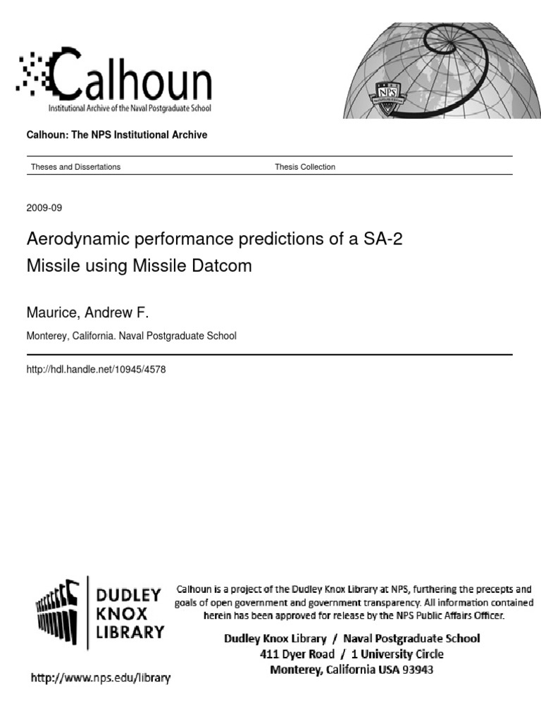 (Missile Datcom) Aerodynamic Performance Predictions of A SA2 Missile Using Missile DATCOM | PDF