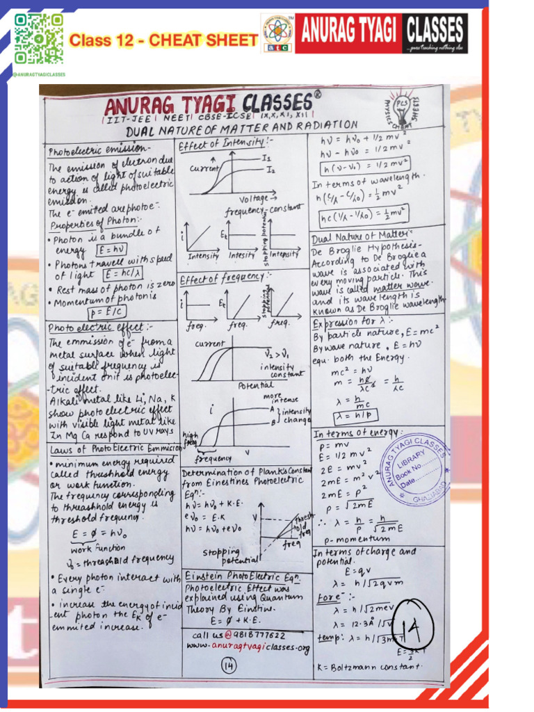 PHYSICS SHORT NOTES ATC MODERN PHYSICS AND SEMICONDUCTOR | PDF