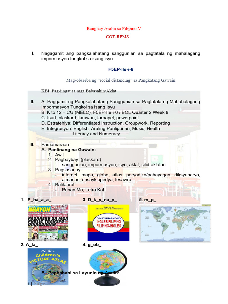 Classroom Observation FILIPINO 6 | PDF