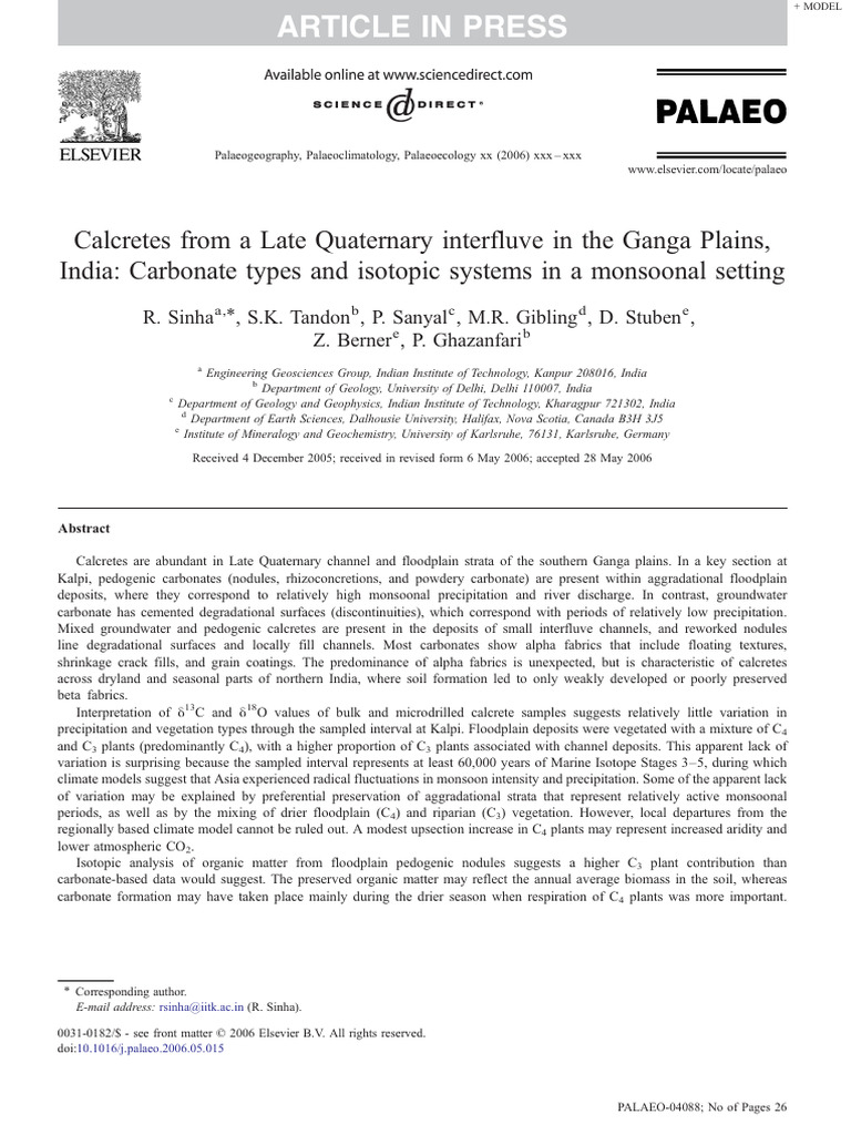 Calcretes From A Late Quaternary Interfl | PDF | Geology | Earth Sciences