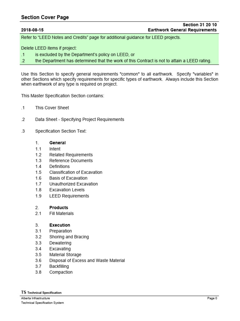 Earthwork General Requirements Guide | PDF | Specification (Technical ...