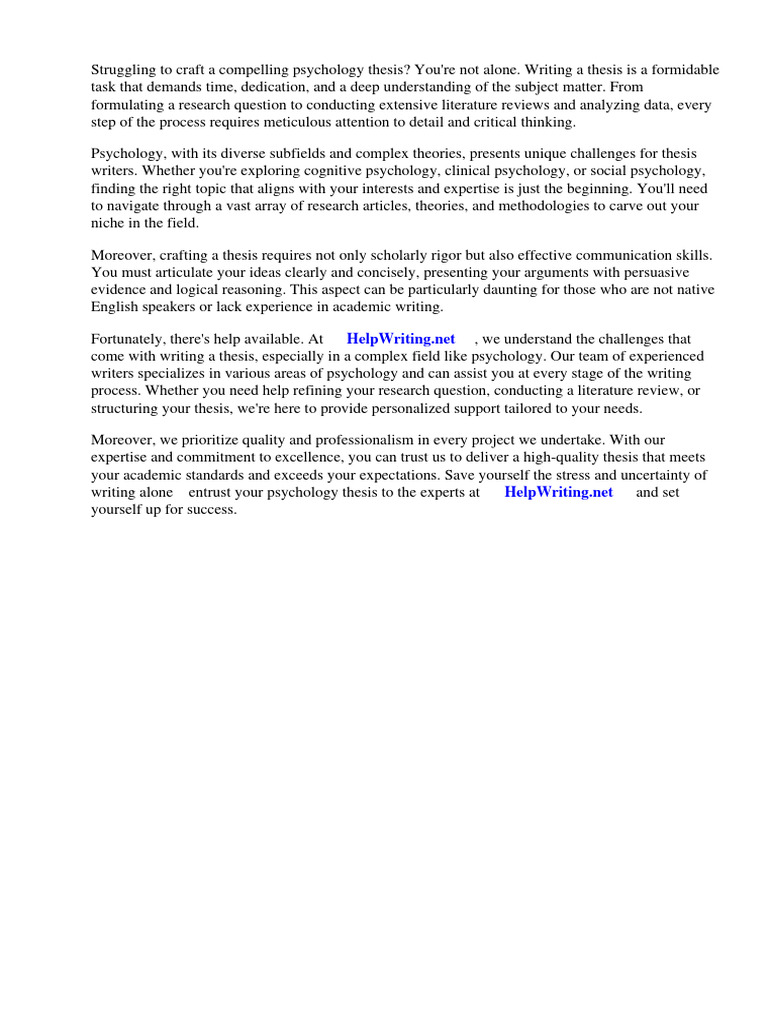 Psychology Thesis Topic Examples | PDF