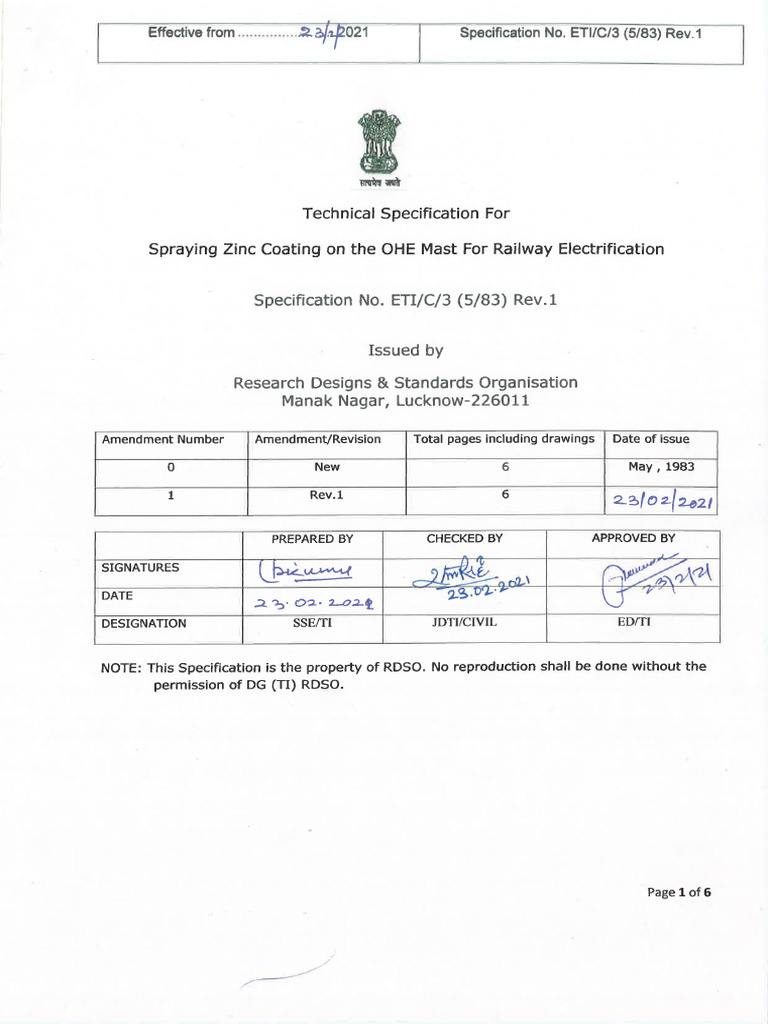 Galvanisation of OHE Mast | PDF